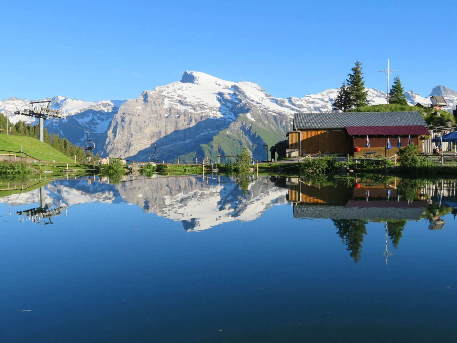 Trübsee - the mountain lake at the foot of Titlis
