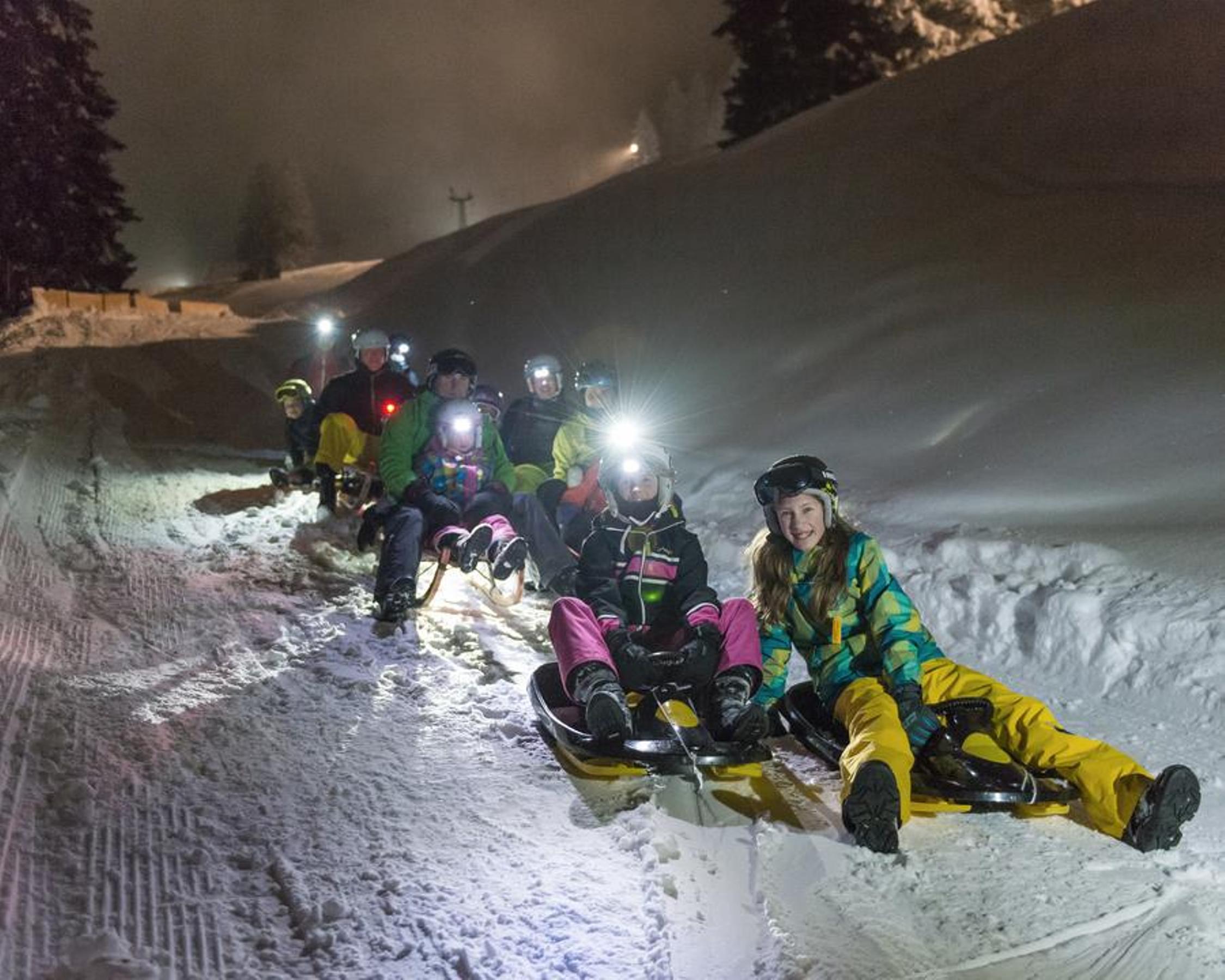 Night sledding in Switzerland