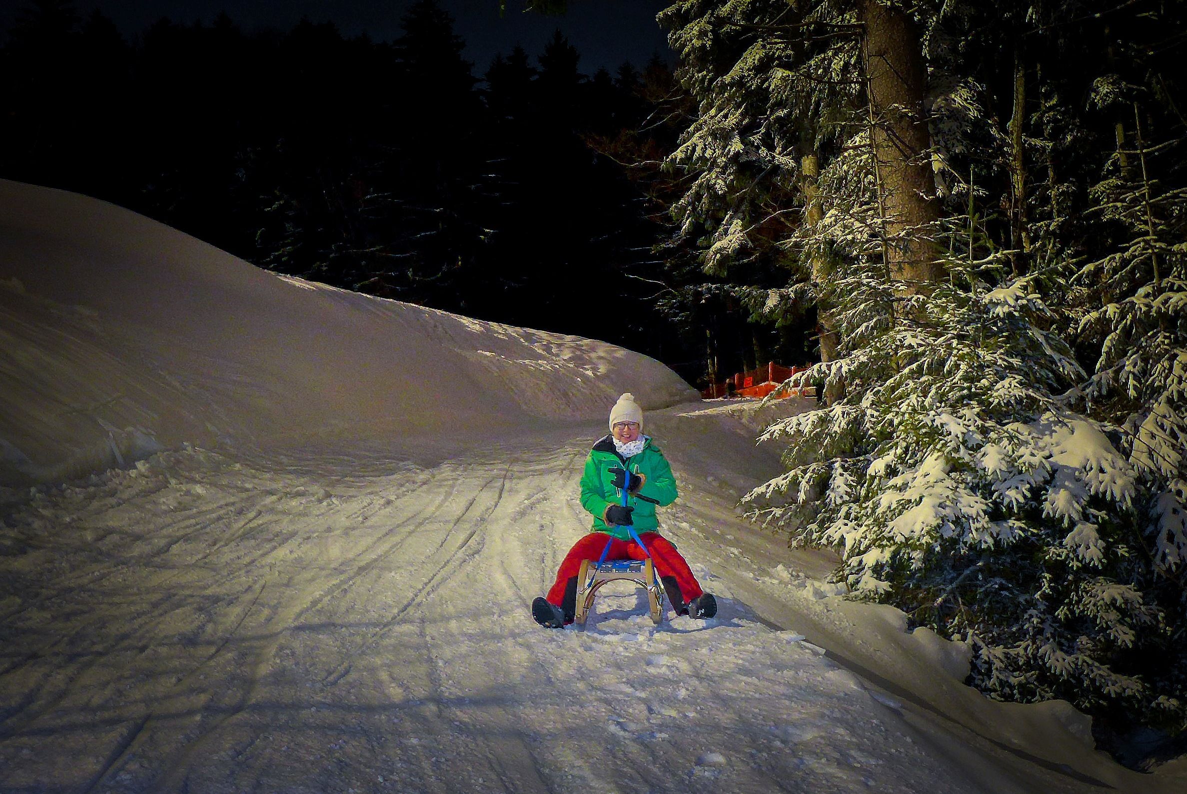 Night sledding in Switzerland