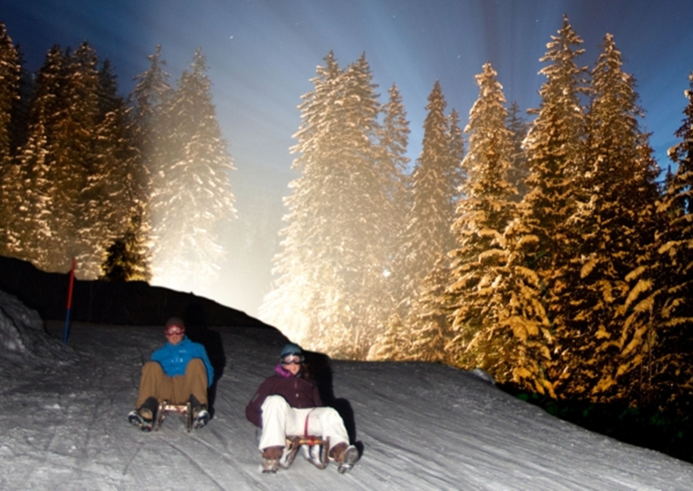 Night sledding in Switzerland